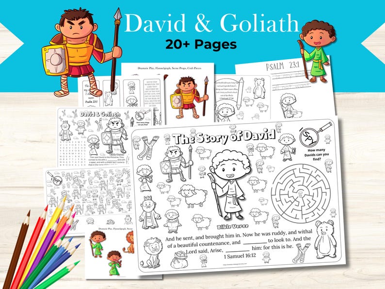 David & Goliath! Printable! Bible Story! Bible Crafts! Sunday School ...