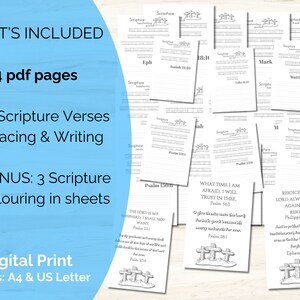 21 Bible Verse Tracing Sheets Tracing Verses Writing Practice Kids ...