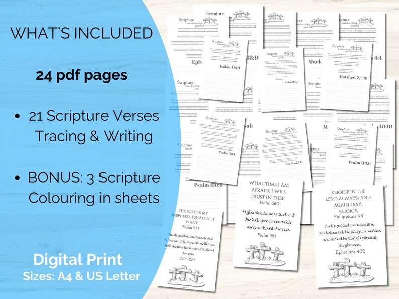 21 Bible Verse Tracing Sheets Tracing Verses Writing Practice Kids ...