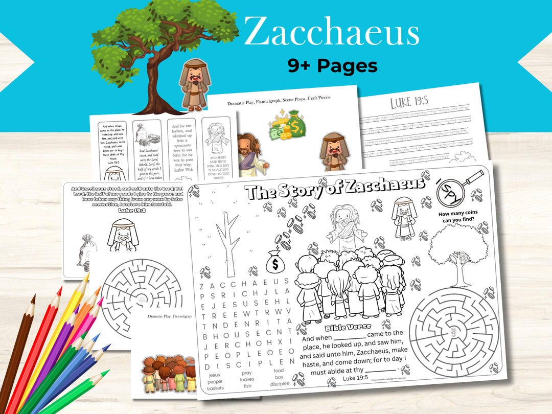 Zacchaeus Bible Printables – Forgiveness Kit With Crafts, Coloring ...