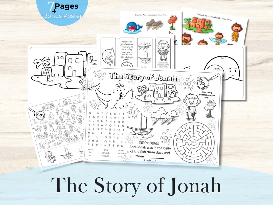 Jonah Activity Pages Printable Bible Story Bible Crafts Sunday School ...