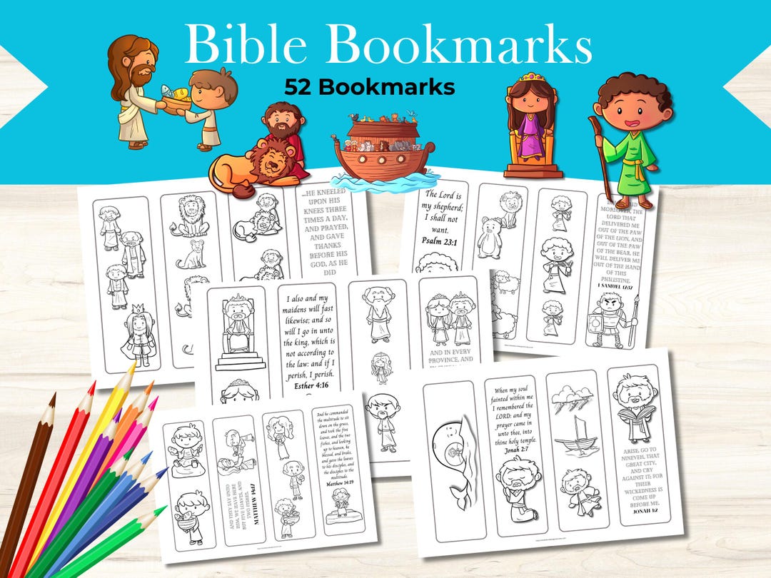52 Bible Bookmarks! Printable! Kids Bible School! Home-school! Sunday ...