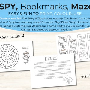 Zacchaeus Activity Pages Printable Bible Story Bible Crafts Sunday ...