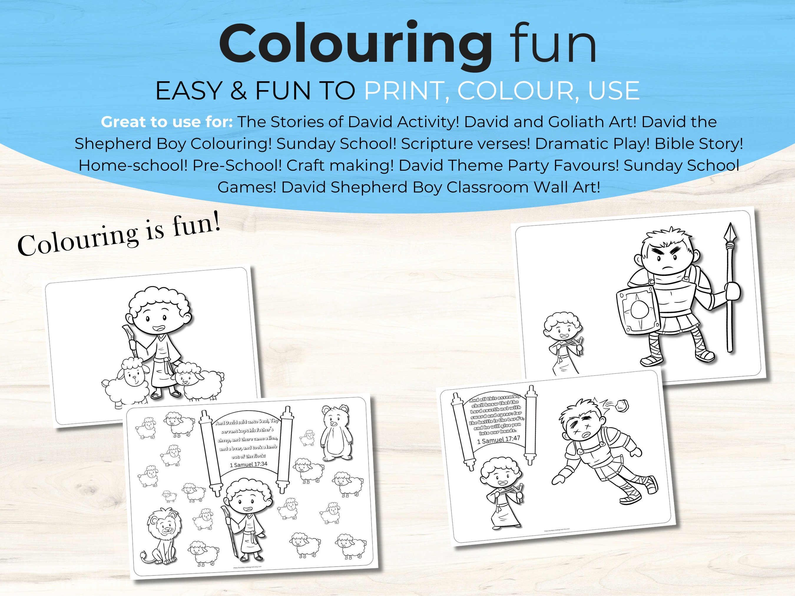 David Activity Pages Printable Bible Story Bible Crafts Sunday School ...