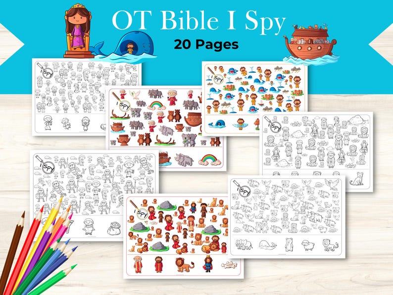 Bible I SPY! Print! Kids Bible School! Sunday School Art! Home-school ...