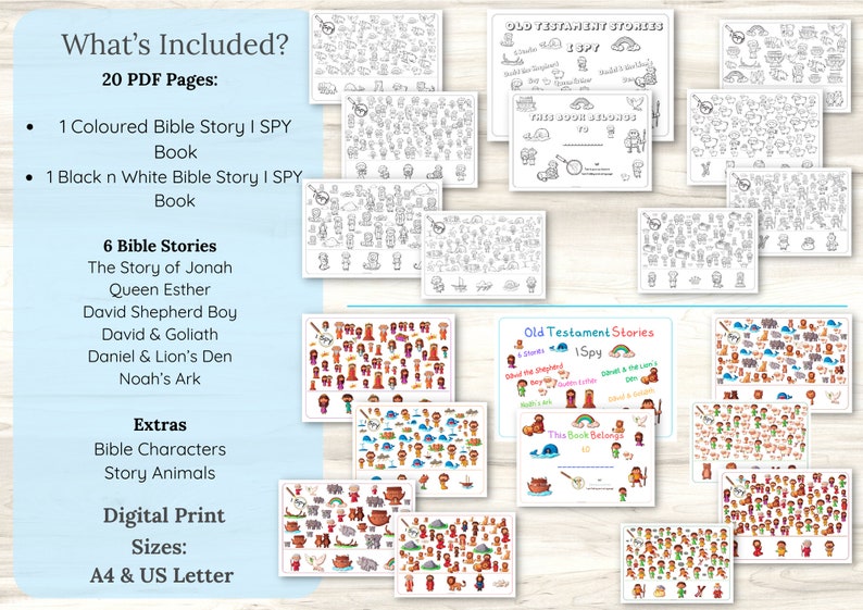 Bible I SPY! Print! Kids Bible School! Sunday School Art! Home-school ...