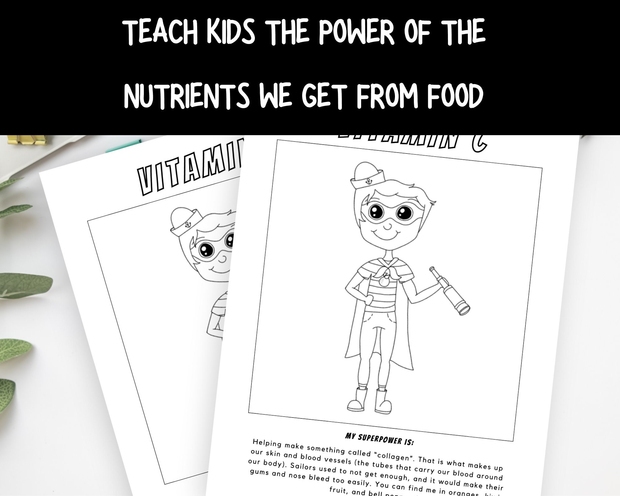 Nutrition Coloring Page for Kids | Vitamin C | Printable Instant ...
