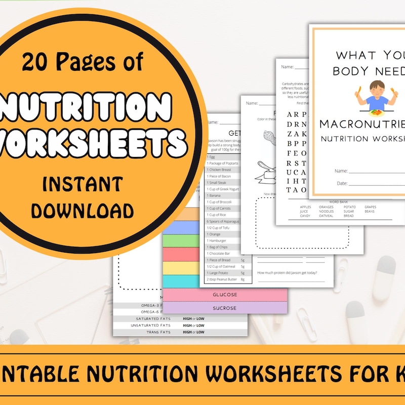 Nutrition Kids Workbook - Etsy