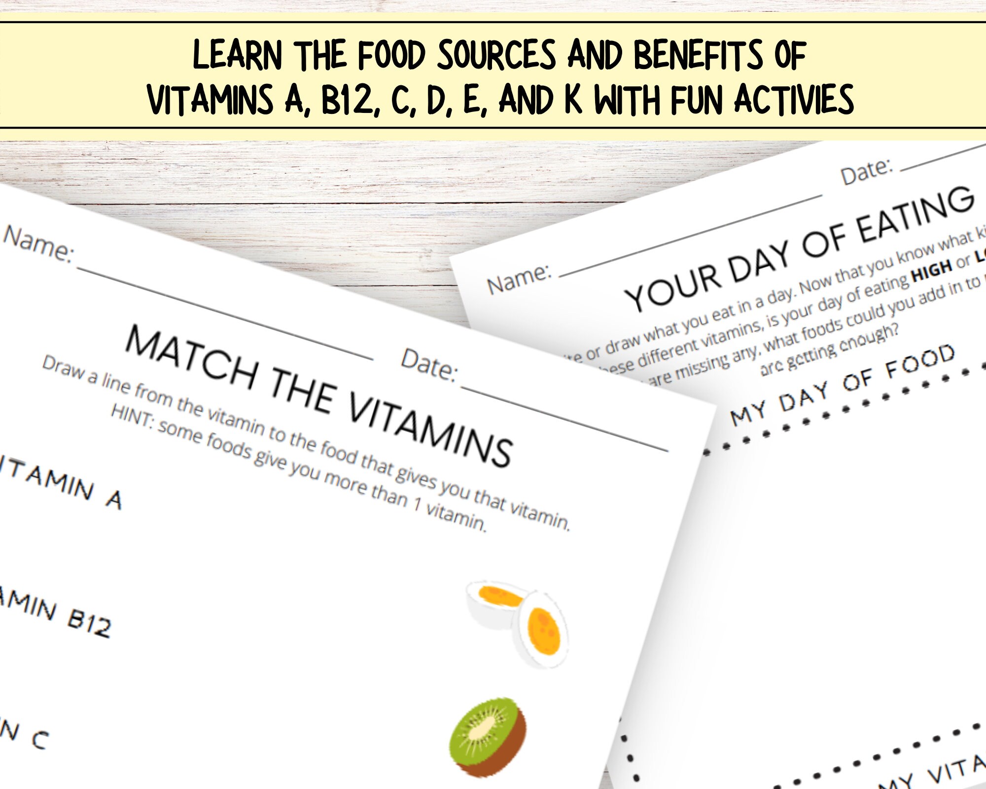 Nutrition Worksheets About Vitamins for Kids | Printable School ...