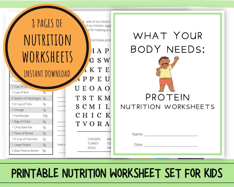 Protein and Amino Acid Worksheets for Kids | Nutrition Education ...