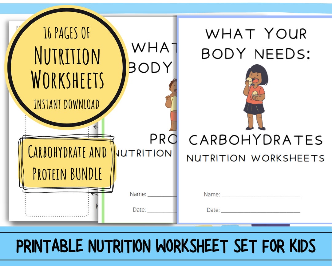 Protein and Carbohydrate Worksheet Bundle for Kids | Printable ...