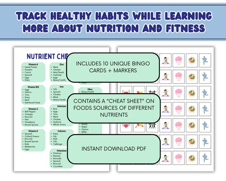 Healthy Habits Bingo | Printable Nutrition & Fitness Game for Kids ...