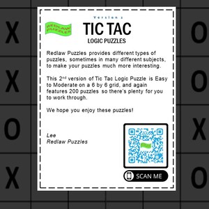 Tic Tac Logic Vol. 2 – 200 Printable Logic Puzzles (6x6) | Easy-medium ...