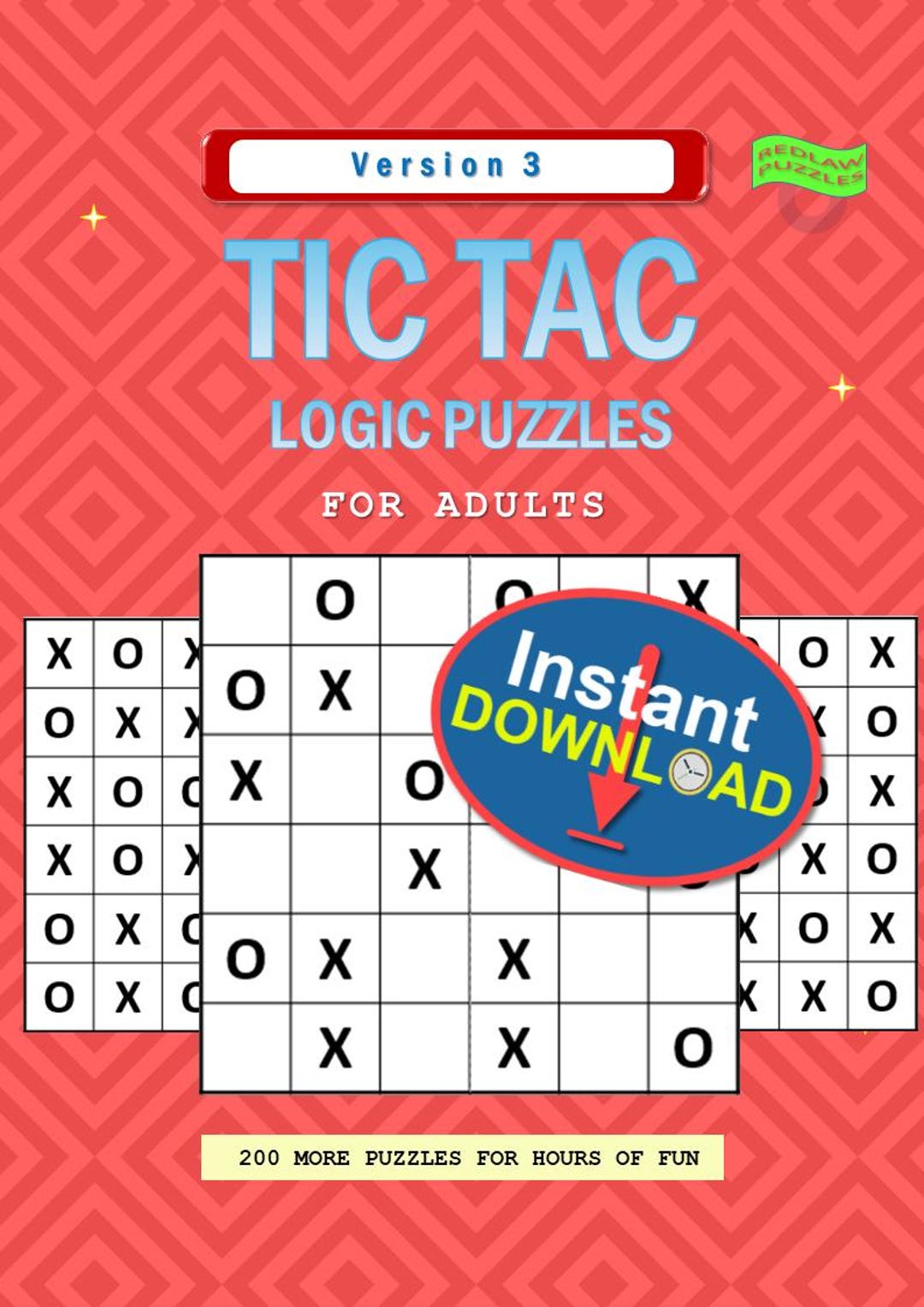Tic Tac Logic Vol. 3 – 200 Printable Logic Puzzles (6x6 Grids ...