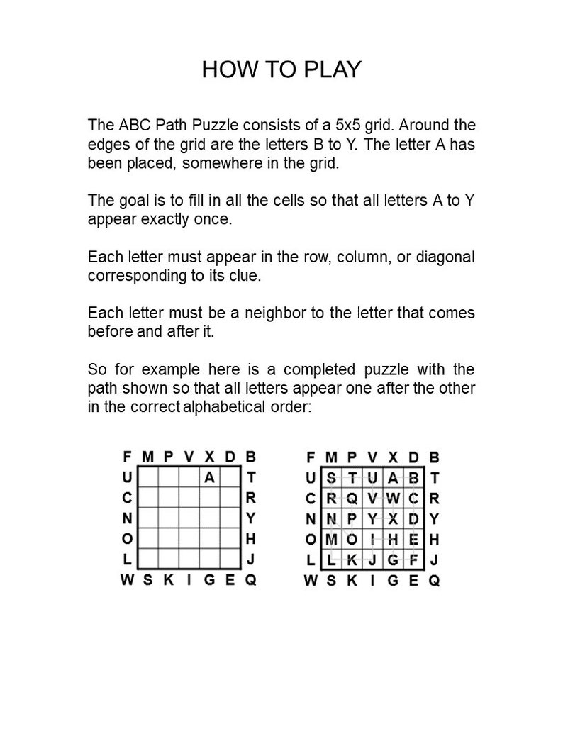 ABC Path Puzzle Book – 200+ Printable Alphabet Logic Puzzles | Instant ...
