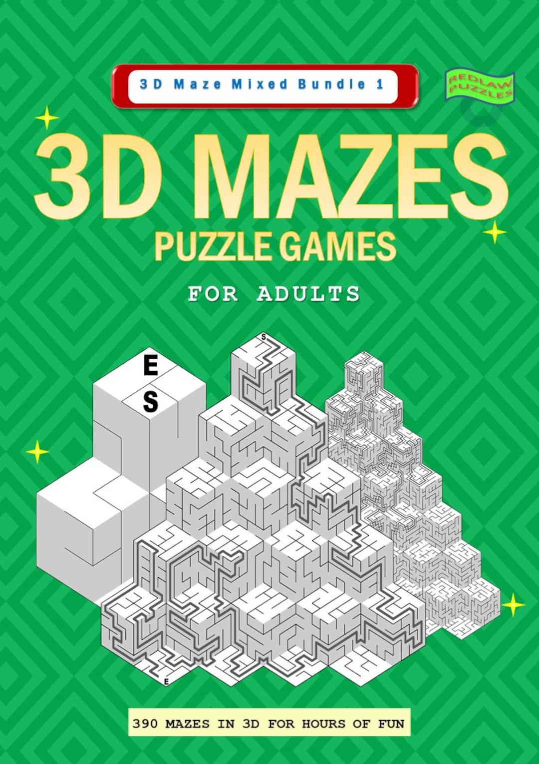 3D Maze Puzzle Book Bundle – 390 Printable Puzzles (easy to Hard ...