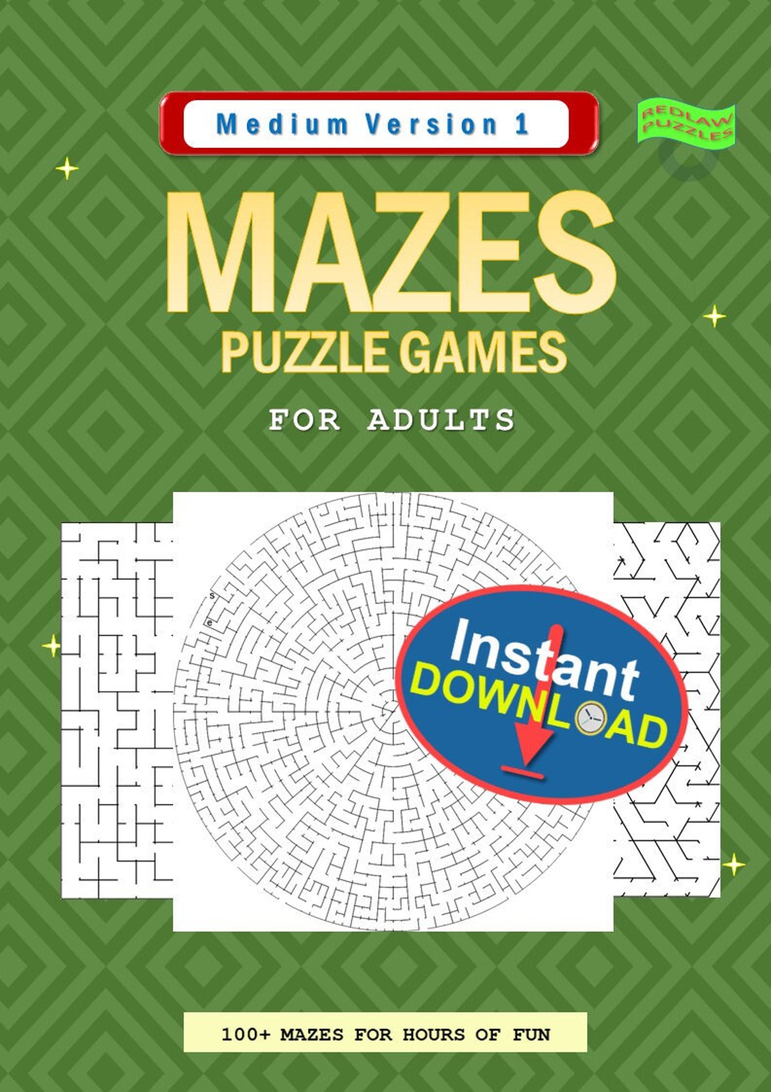 Medium Maze Puzzle Book – 100 Printable Mazes | Logic Games for Adults ...