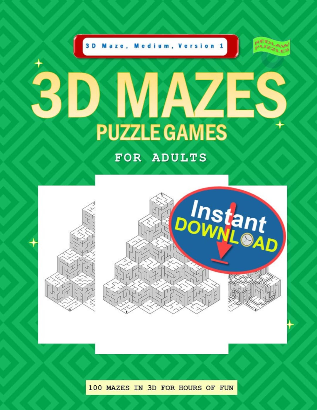 Medium 3D Maze Puzzle Book – 100 Printable Puzzles | Visual Logic Games ...