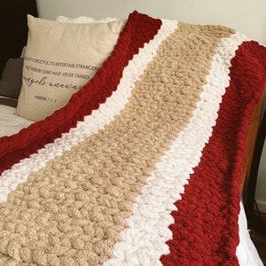 Tri-colored Chunky Knit Blanket - Etsy