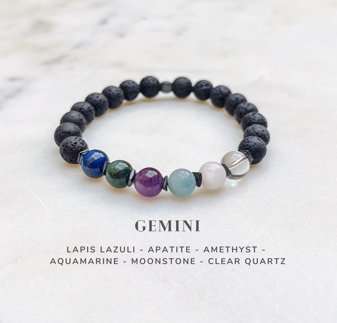 Gemini Gifts, Gemini Crystals Zodiac Bracelet, Astrology Jewelry - Etsy