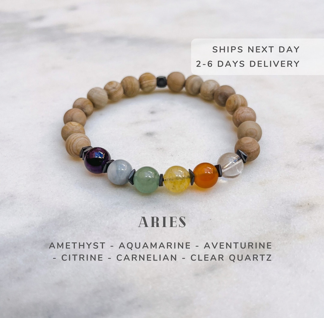 Aries Zodiac Crystals Bracelet, Aries Birthday Gifts, Astrology Jewelry ...