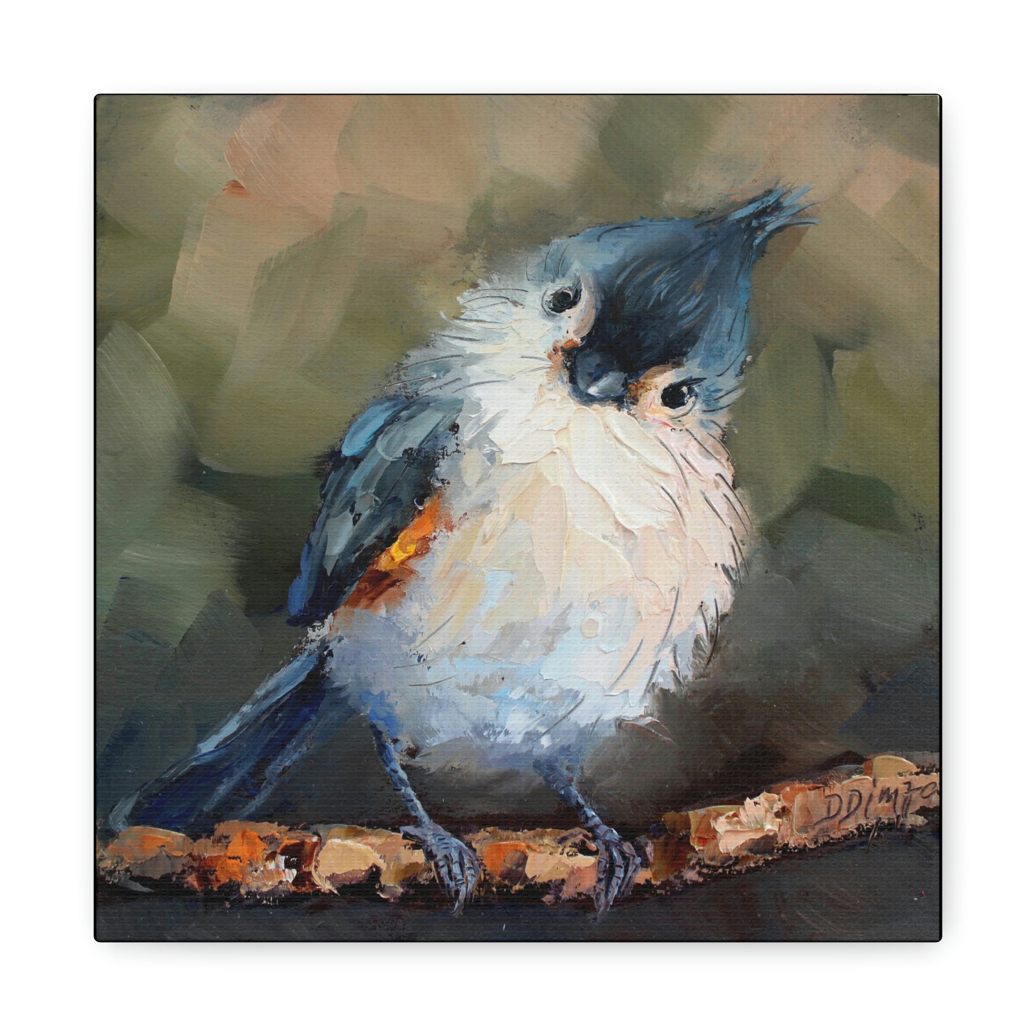 Tufted Titmouse Bird Print on Canvas Gallery Wraps Designed of - Etsy