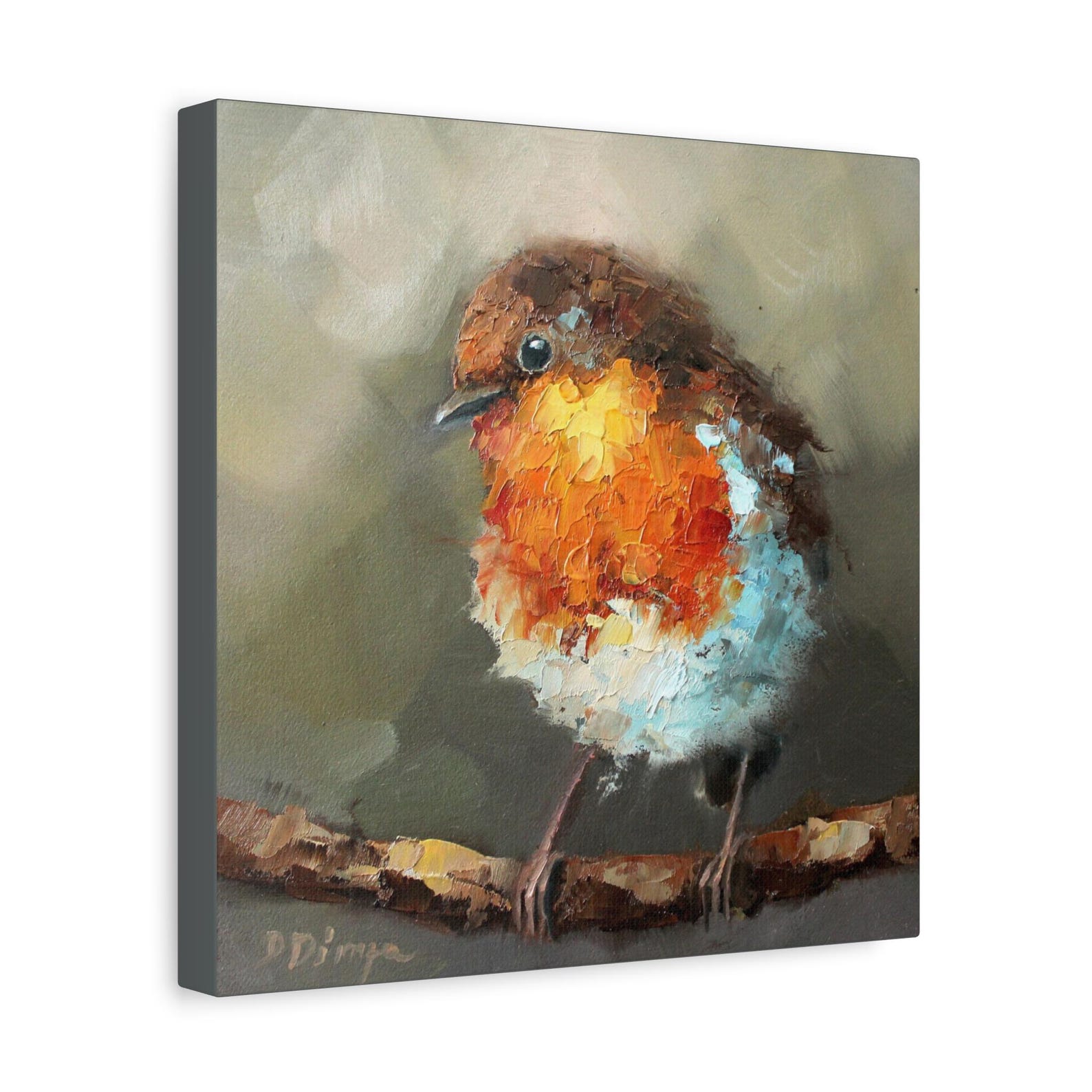 Robin Bird Print on Canvas Gallery Wraps Designed of Original Oil ...