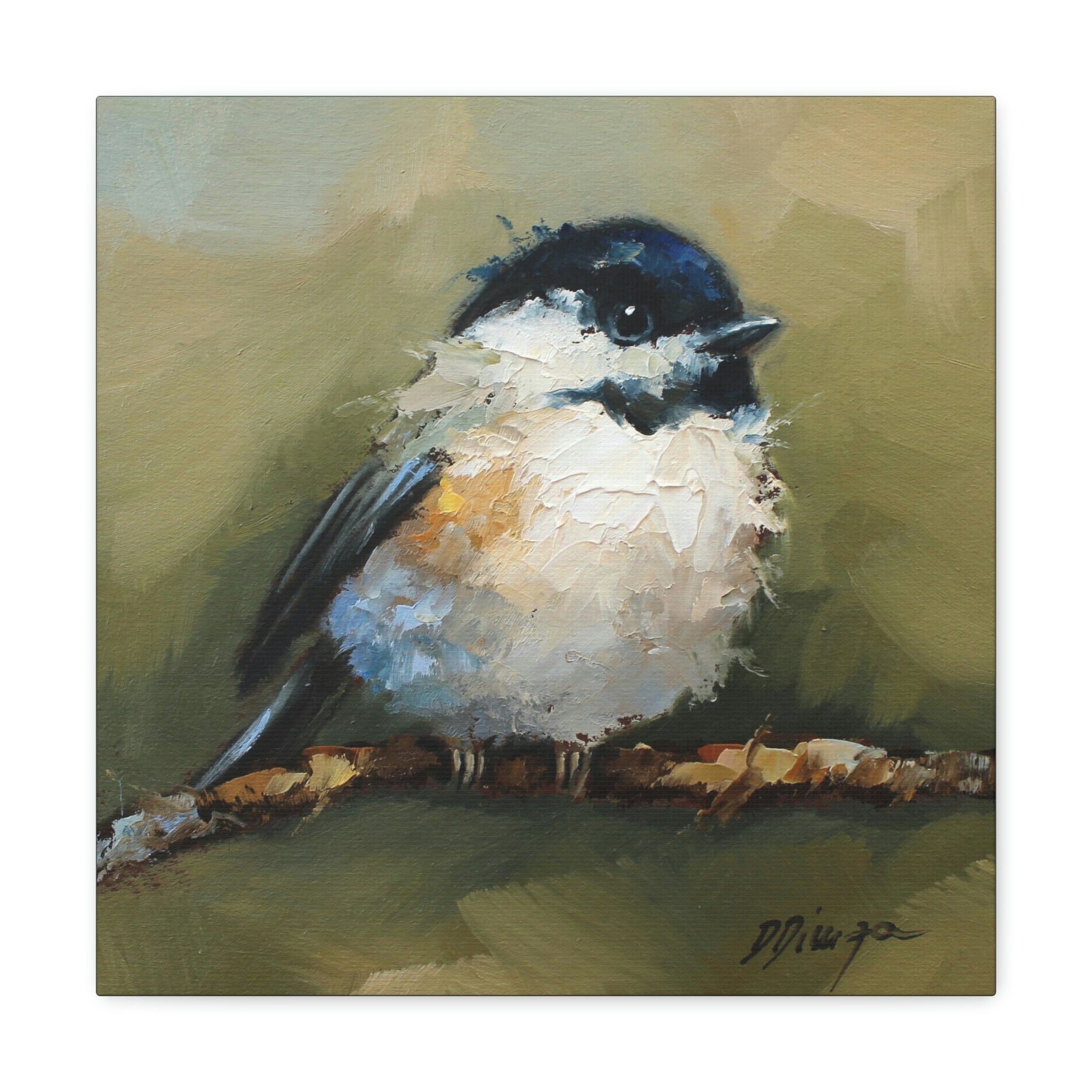 Chickadee Bird Print on Canvas Gallery Wraps Designed of Original Oil ...