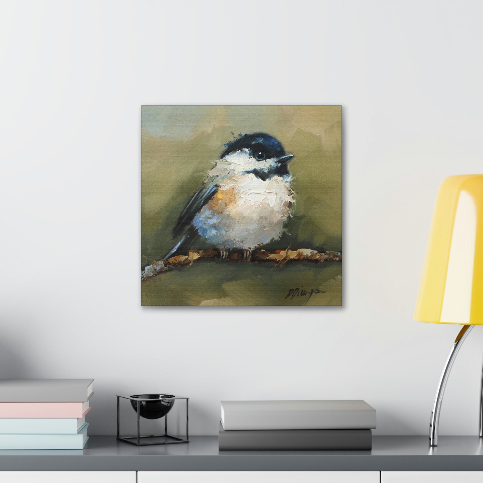 Chickadee Bird Print on Canvas Gallery Wraps Designed of Original Oil ...