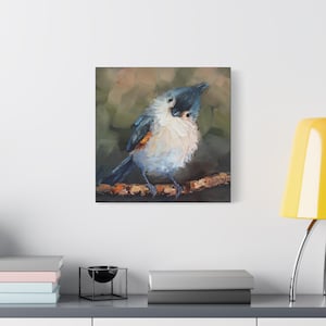 Tufted Titmouse Bird Print on Canvas Gallery Wraps Designed of Original ...