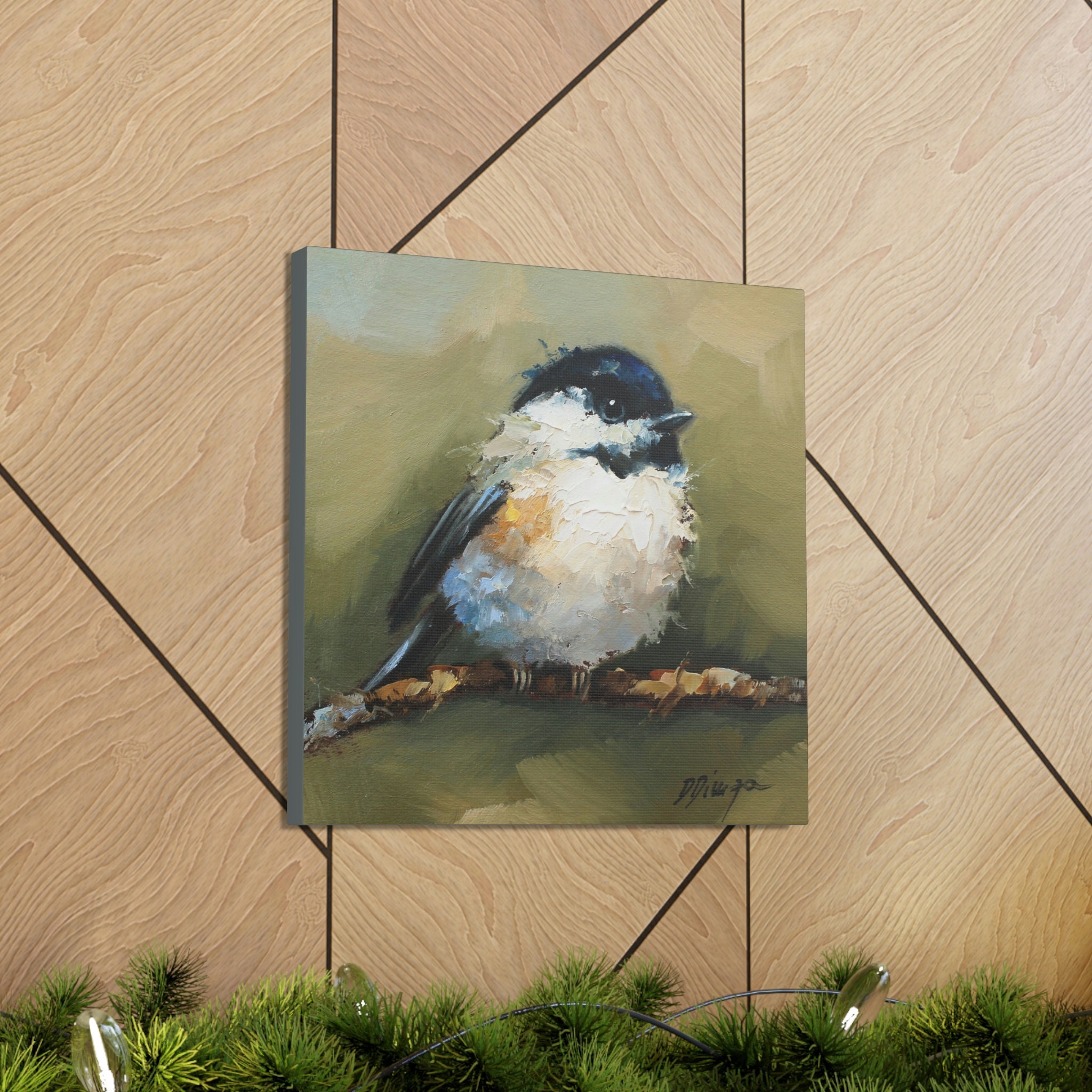 Chickadee Bird Print on Canvas Gallery Wraps Designed of Original Oil ...