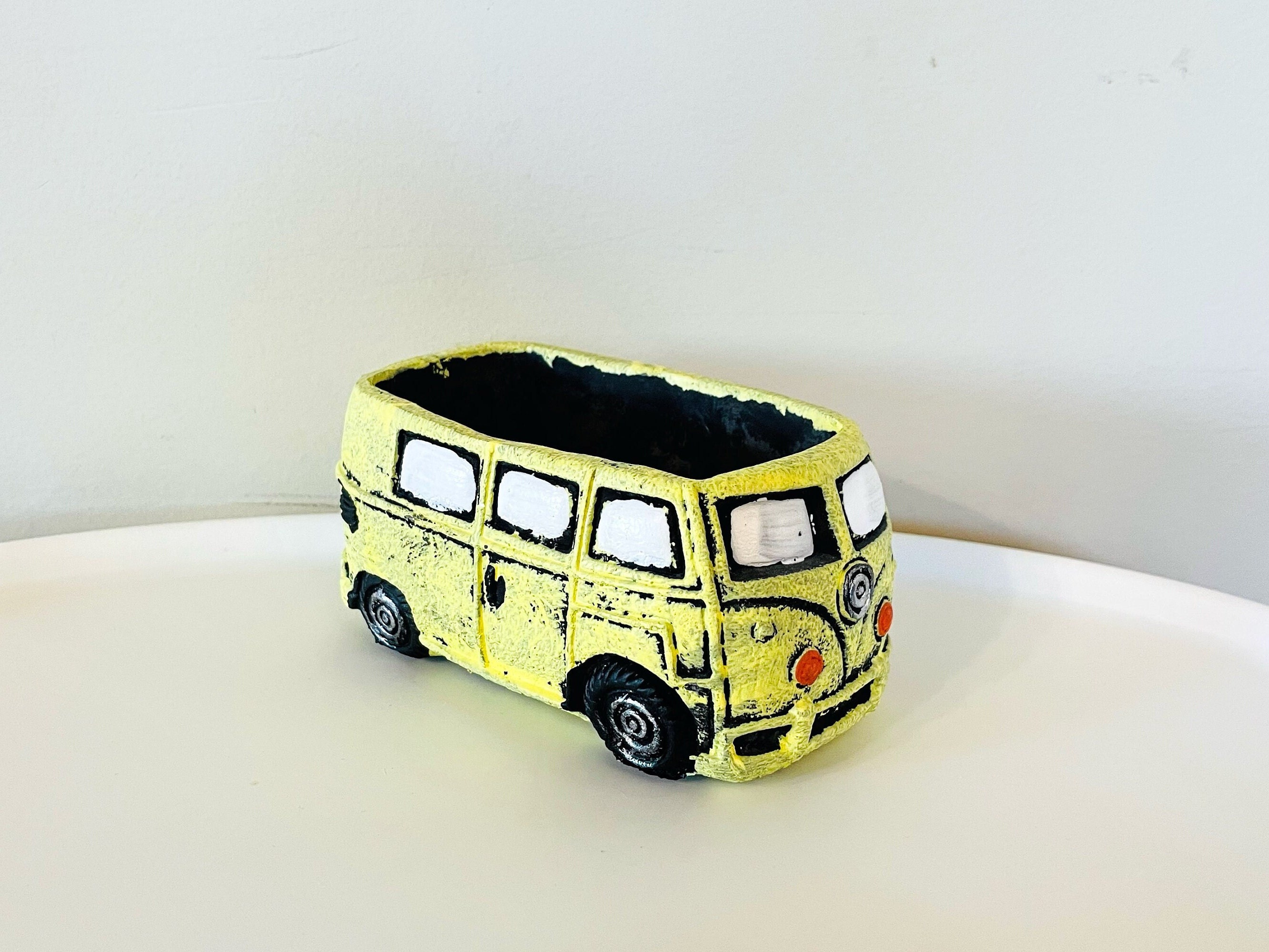 Yellow Bus Planter / Indoor Succulent Plant Pots / Cute Concrete Flower ...
