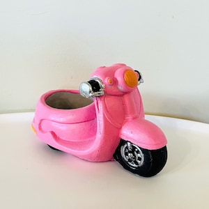 Pink Scooter Planter / Indoor Succulent Plant Pots / Cute Concrete ...