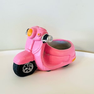 Pink Scooter Planter / Indoor Succulent Plant Pots / Cute Concrete ...