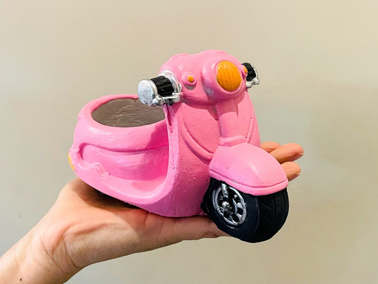 Pink Scooter Planter / Indoor Succulent Plant Pots / Cute Concrete ...