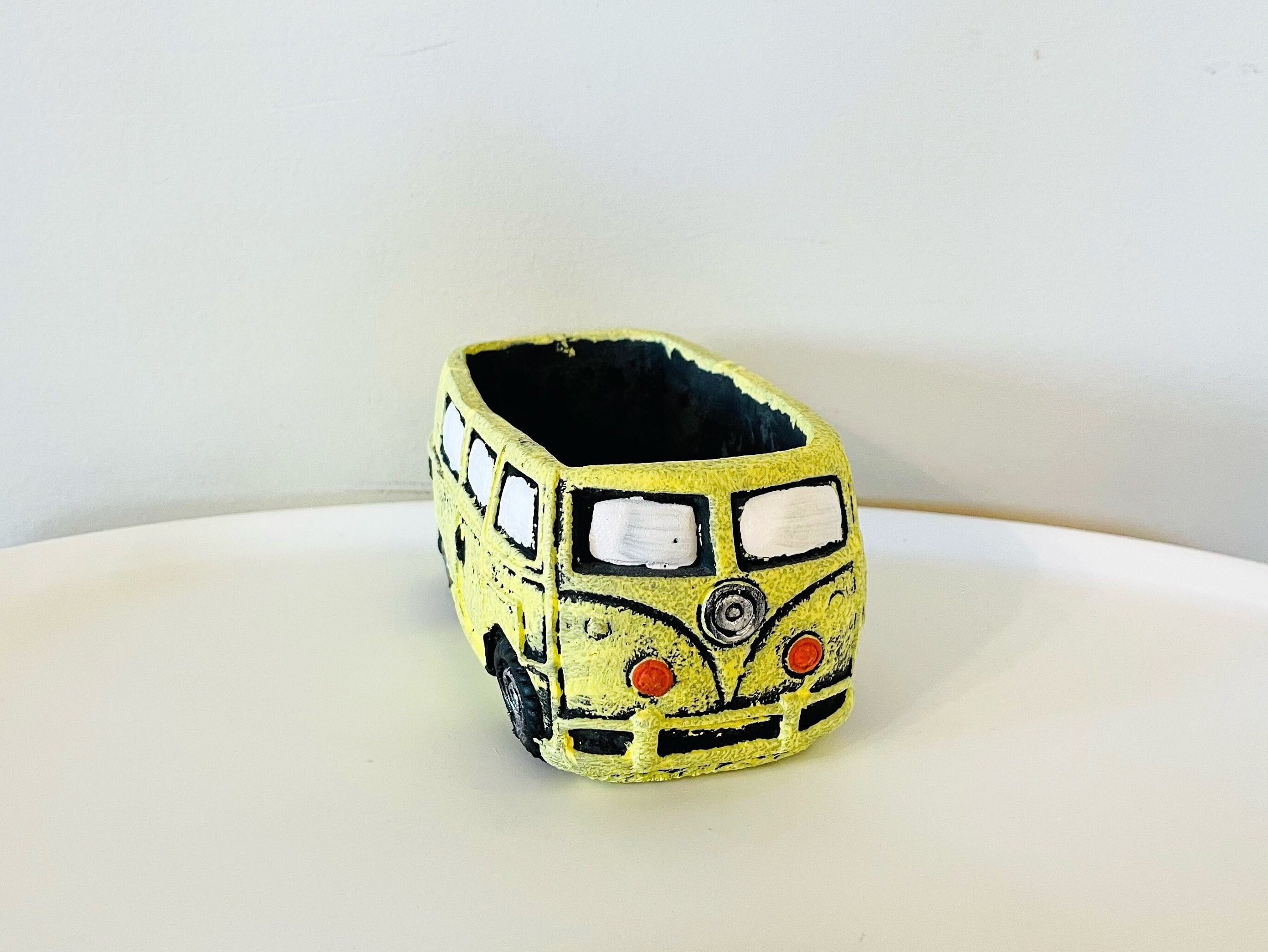 Yellow Bus Planter / Indoor Succulent Plant Pots / Cute Concrete Flower ...