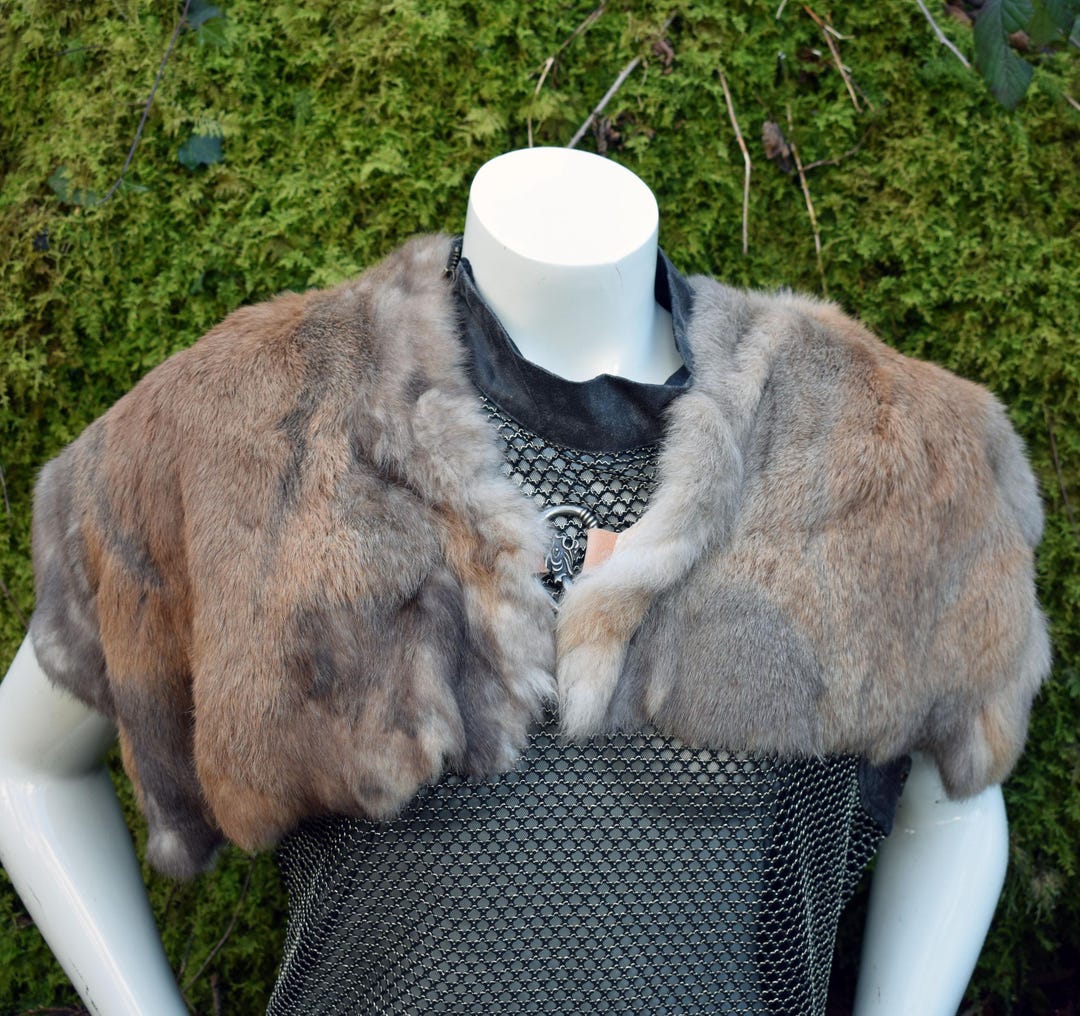 Viking Hare Fur Cloak With Dragon Hook Closure, Light Brown, Barbarian ...