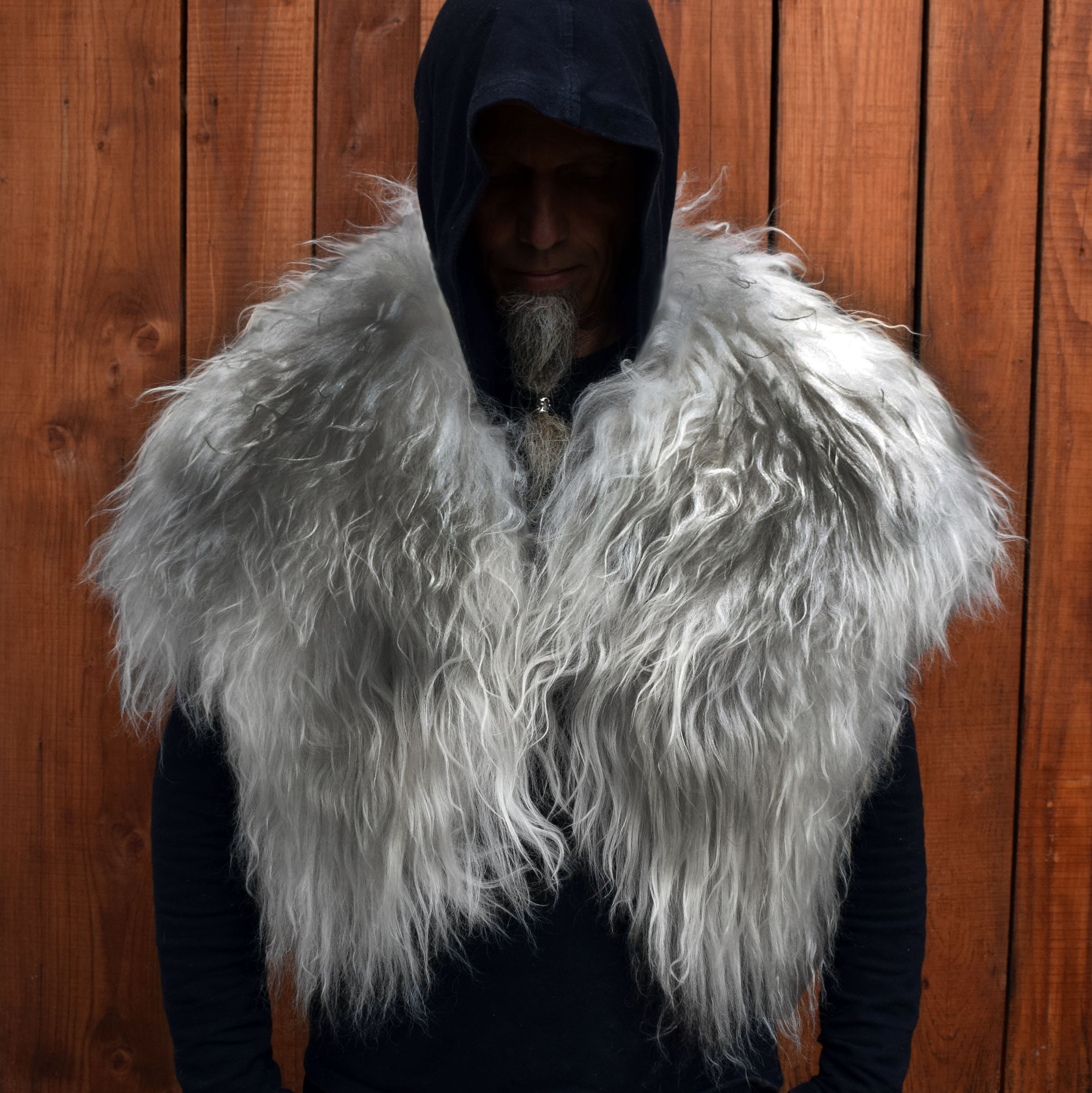 Viking Cloak From Gray Icelandic Sheep Fur With Belt and Buckle Closing ...