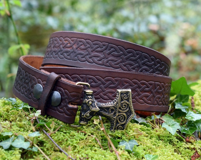 Thor's Belt, Norse Belt, Runes Belt, Viking Belt, Thor's Hammer Buckle ...