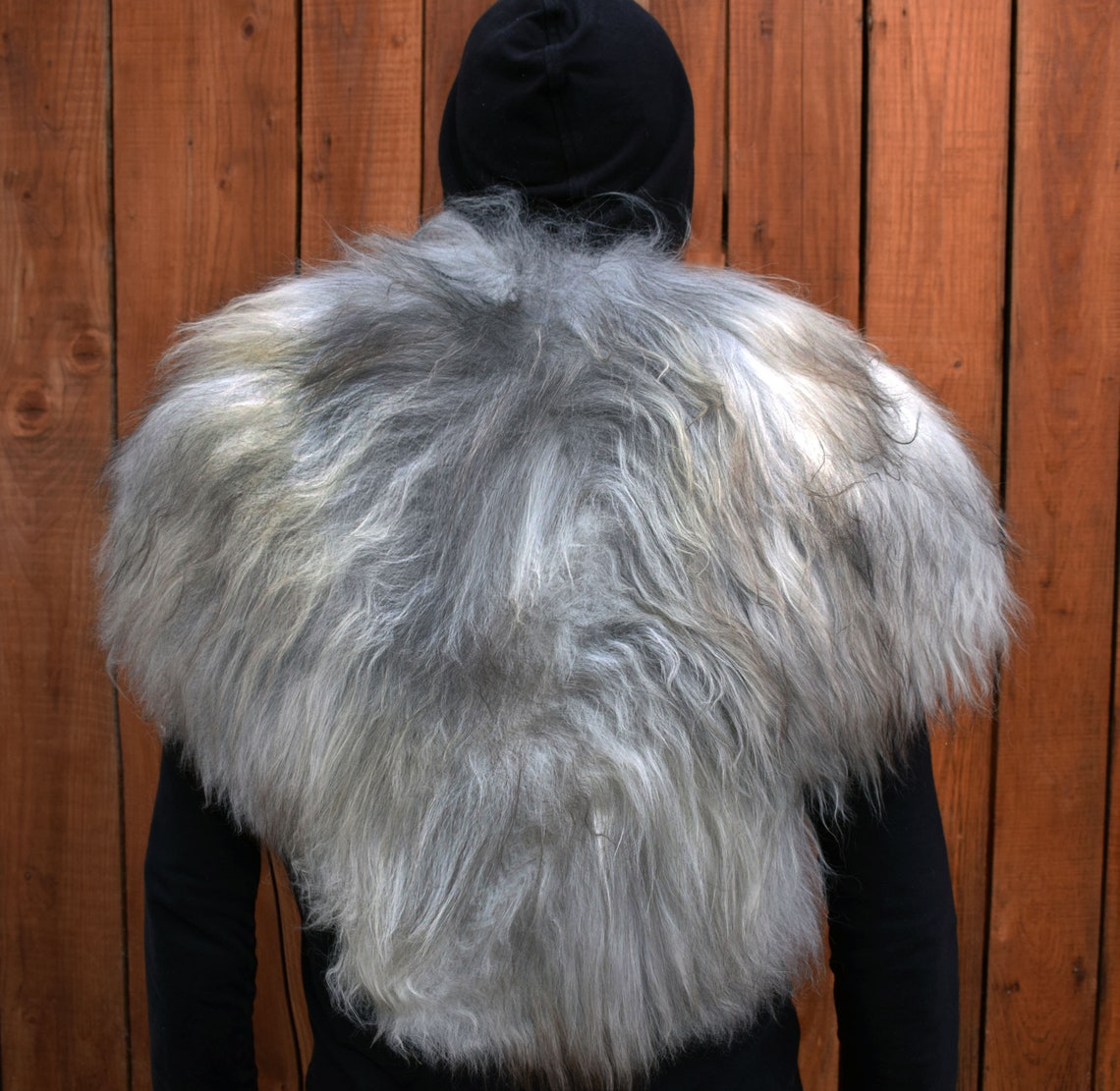 Viking Cloak From Gray Icelandic Sheep Fur With Belt and Buckle Closing ...