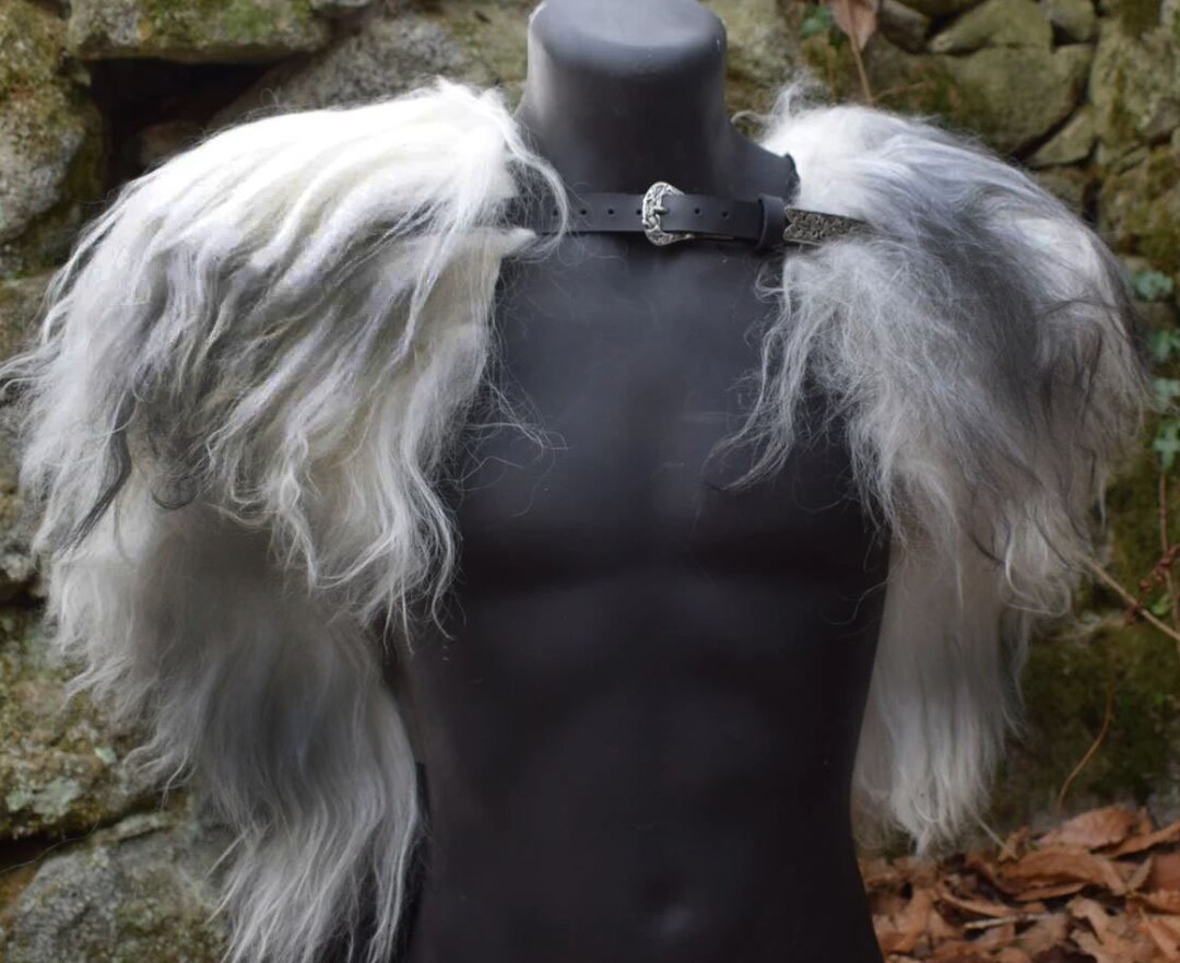 Viking Cloak From Gray Icelandic Sheep Fur With Belt and Buckle Closing ...