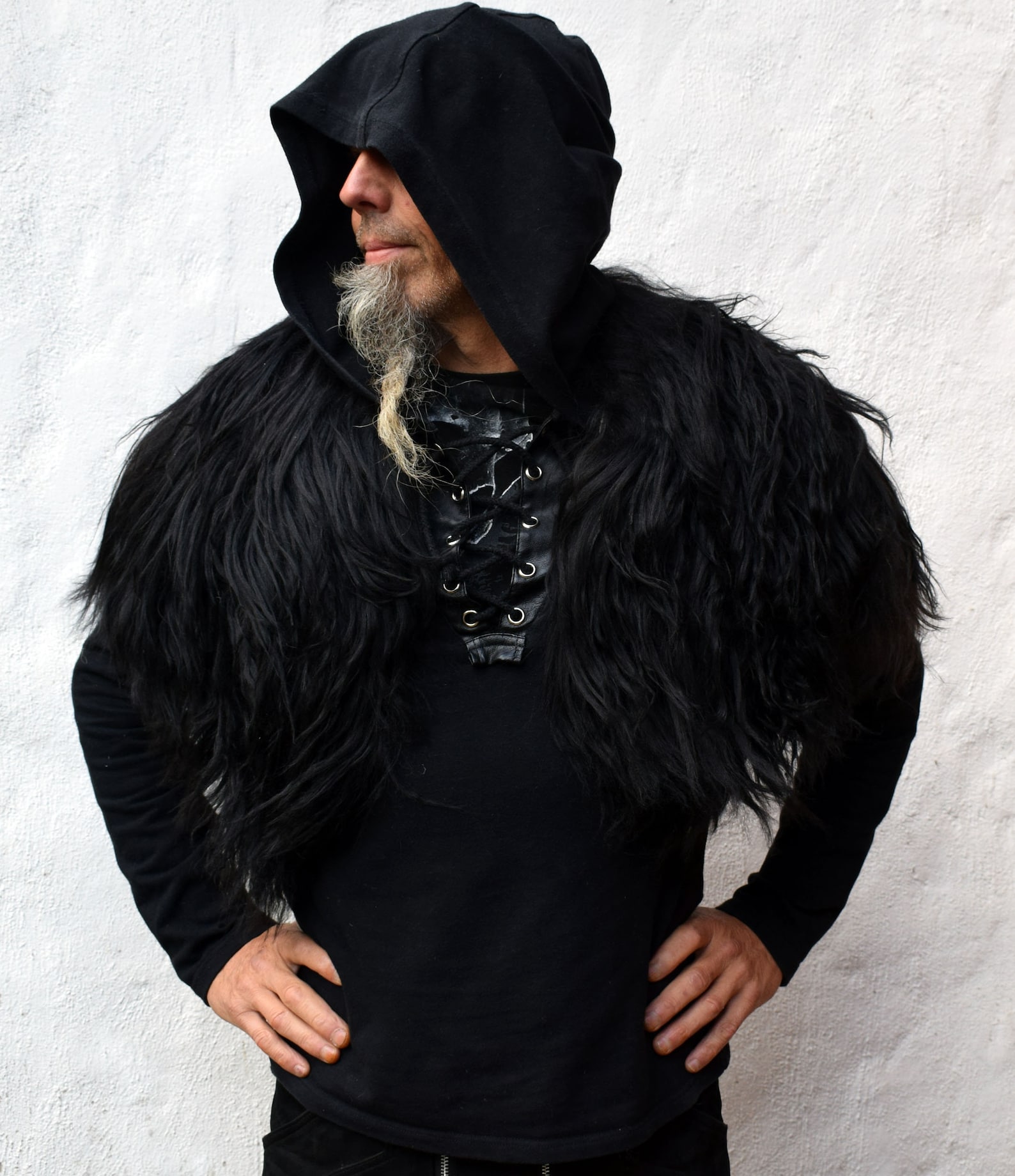 Wikinger Fell Kragen, Iceland Schaf Schwarz Braun, Thorhammer Leder ...