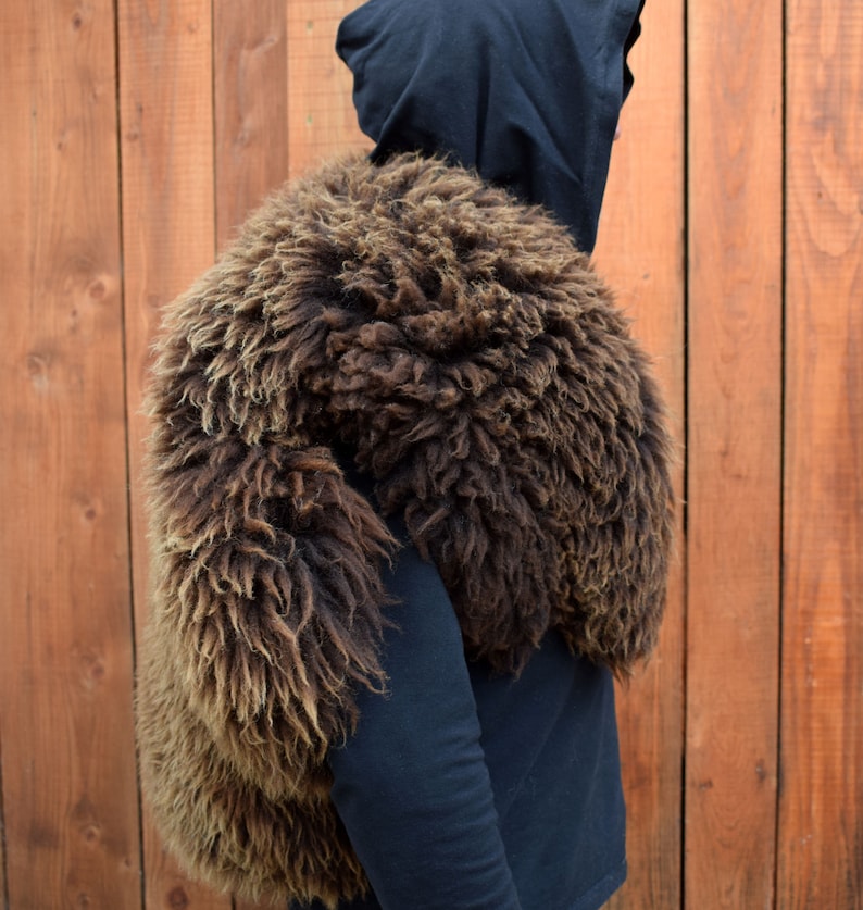 Viking Shoulder Brown Sheepskin Cloak With Belt and Viking Buckle ...