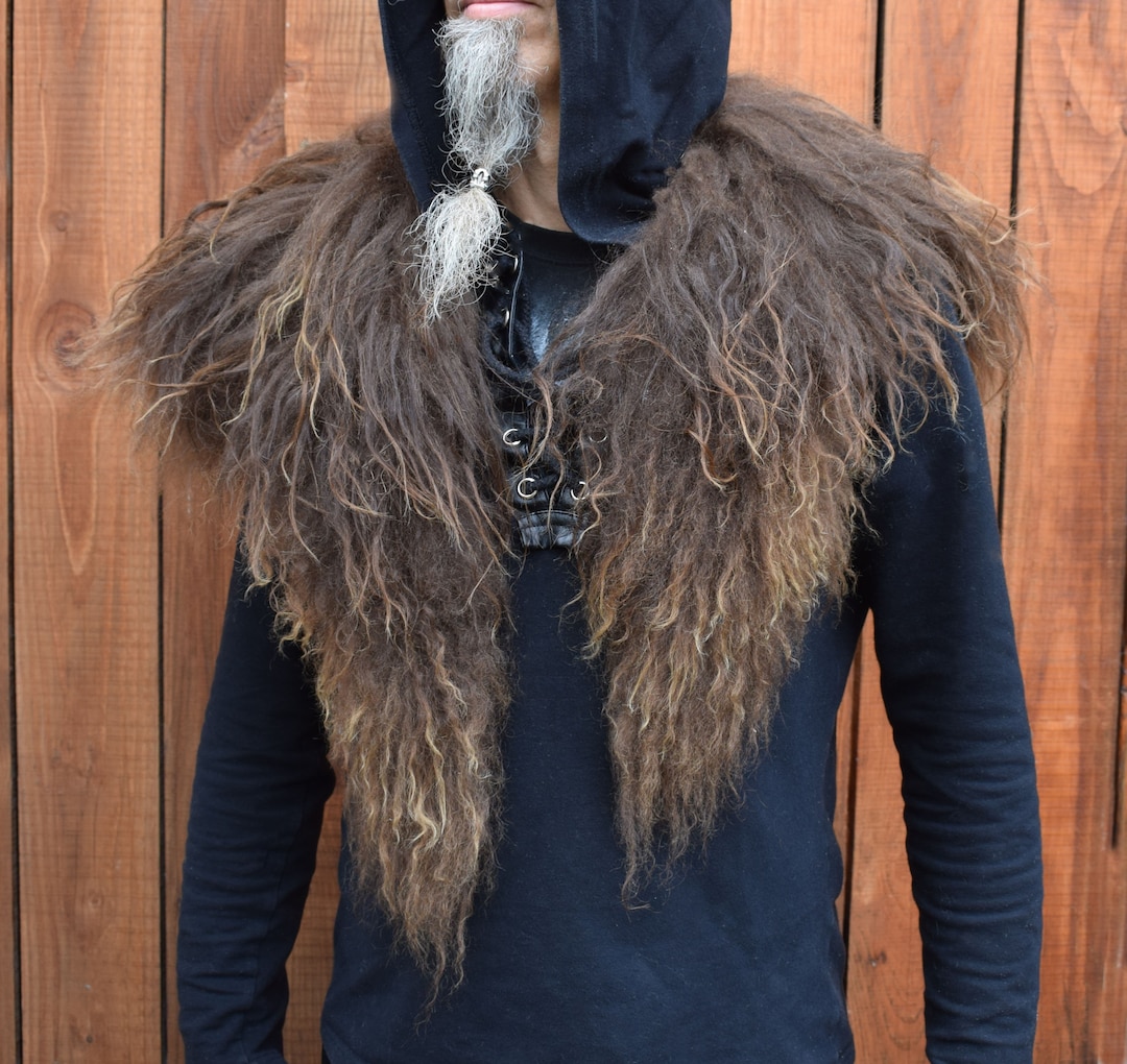 Viking Cloak From Brown Icelandic Sheep Fur Without Closing. Larp ...