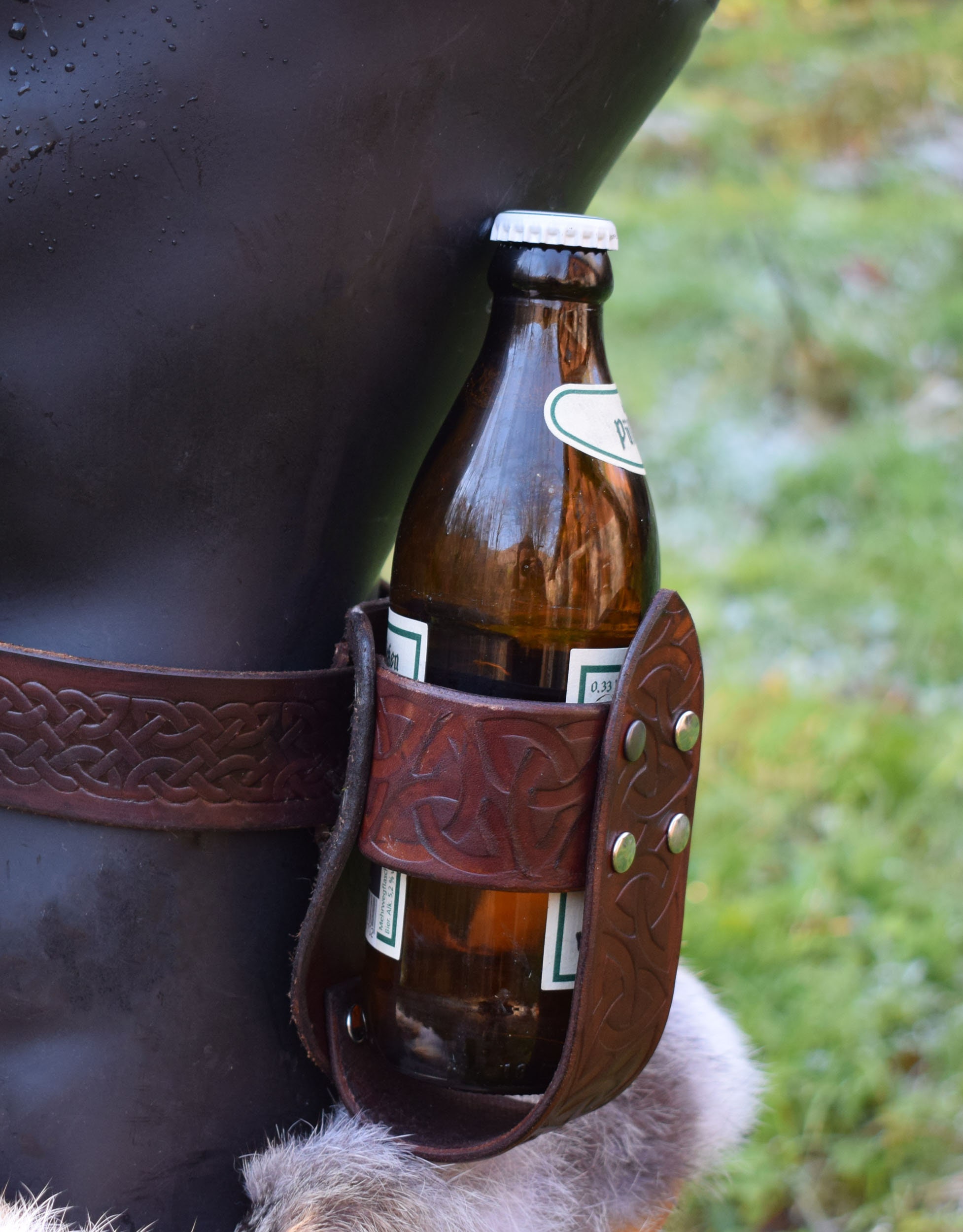 Leather Beer Bottle and Beer Can Holder for the Belt. Leather Holder ...