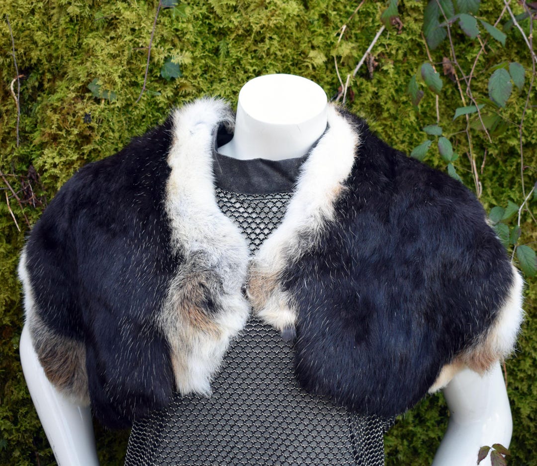 Viking Hare Fur Cloak With Dragon Hook Closure, Black Brown, Barbarian ...