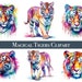 Rainbow Tiger Clipart, Watercolour Tiger Pngs, Floral Tiger, Magical ...
