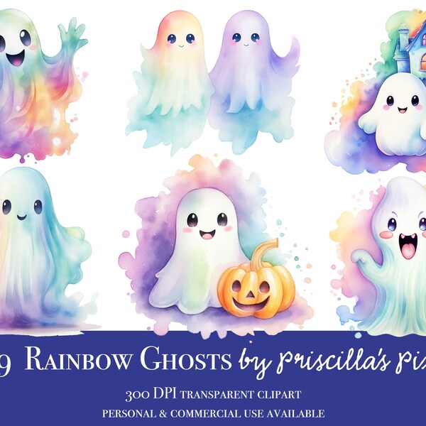 Rainbow Kawaii Clipart - Etsy