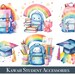 Rainbow School Clipart, Back to School Pngs, Kawaii Student Supplies ...