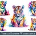 Rainbow Tiger Clipart, Watercolour Tiger Pngs, Floral Tiger, Magical ...